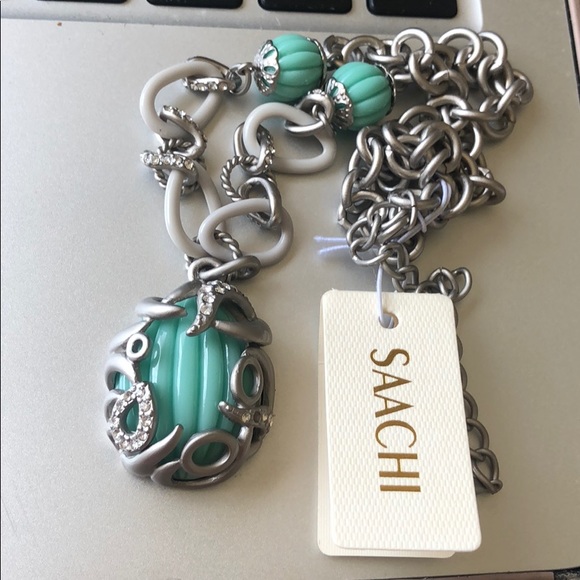 SAACHI | Jewelry | Saachi The Cage Aqua Necklace | Poshmark